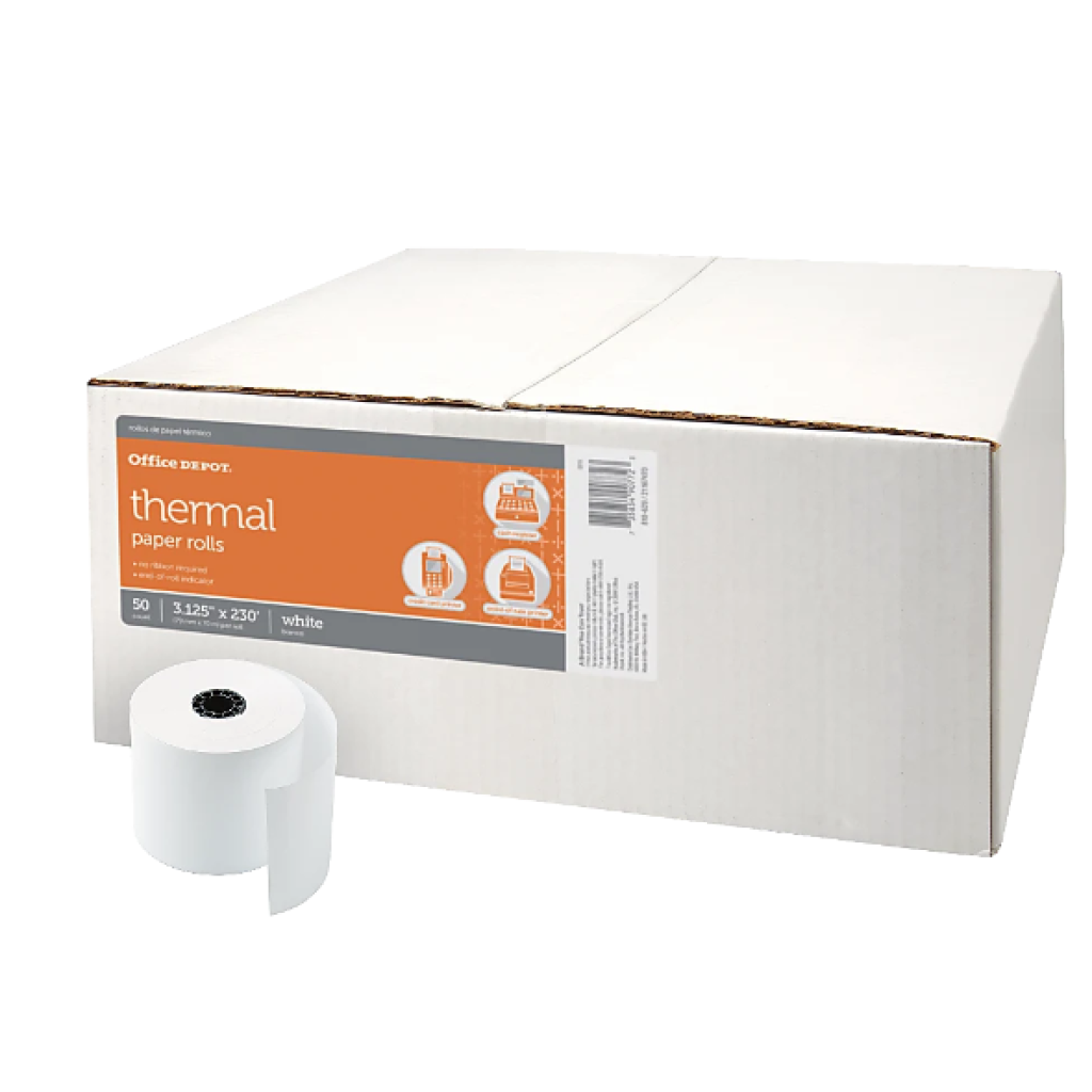 Office Depot Brand Thermal Paper Rolls 3 1 8 X 230 White Carton Of 50